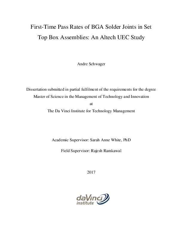 First-Time Pass Rates of BGA Solder Joints in Set Top Box Assemblies ...
